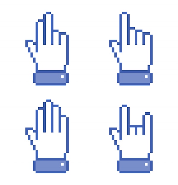 Pixelated Hand Cursor Icons in Shades of Blue | Jiffy Designs