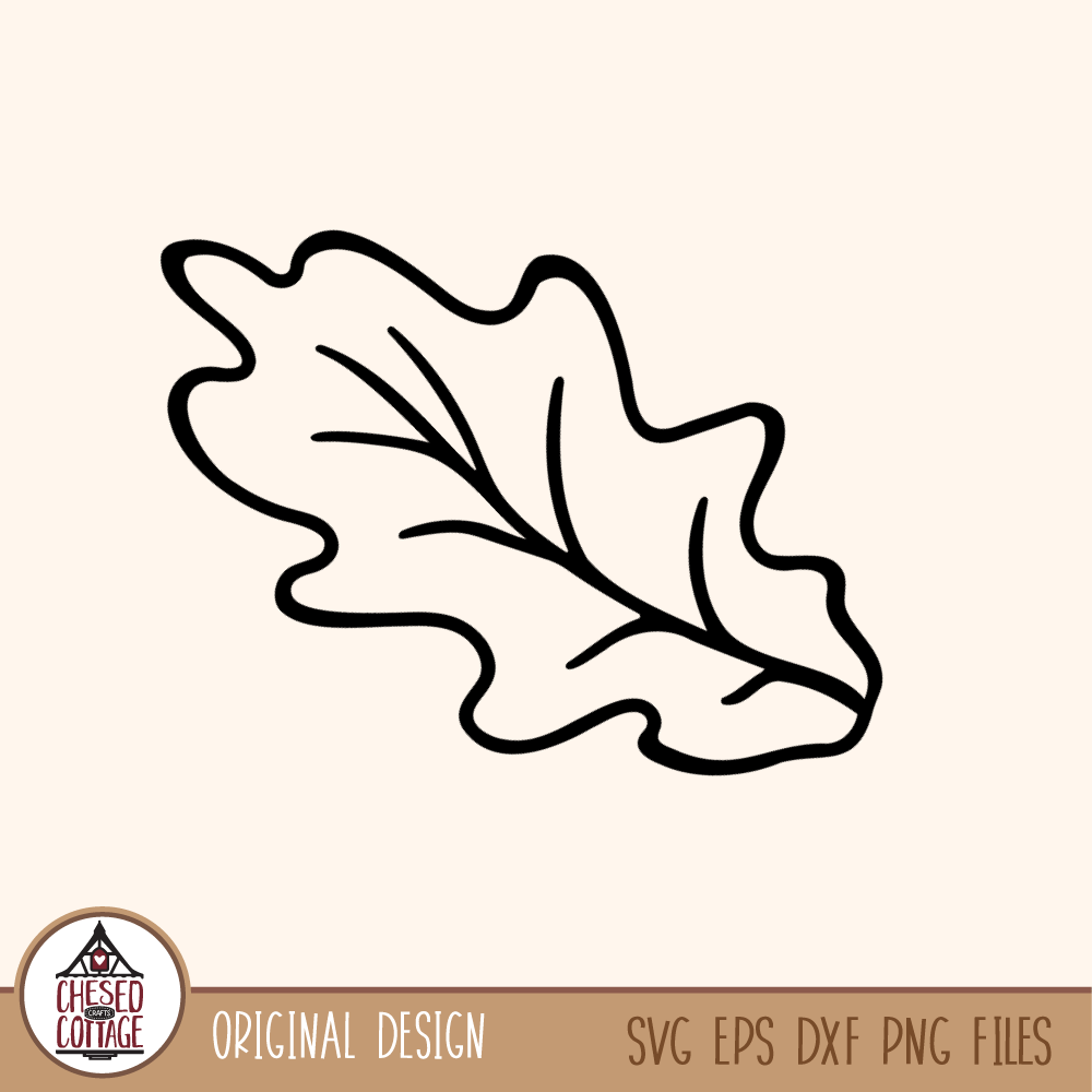 Oak Leaf Silhouette with Graceful Curves and Detailed Veins | Jiffy Designs
