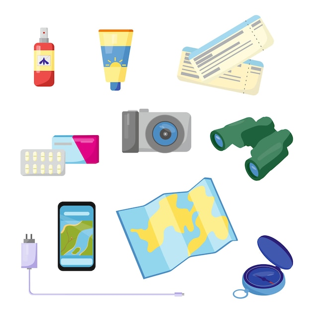 Vibrant Travel Essentials: A Collection of Iconic Vacation Gear | Jiffy ...