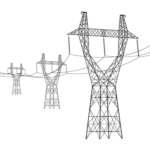 Towering Electricity Pylons in Minimalist Line Drawing | Jiffy Designs