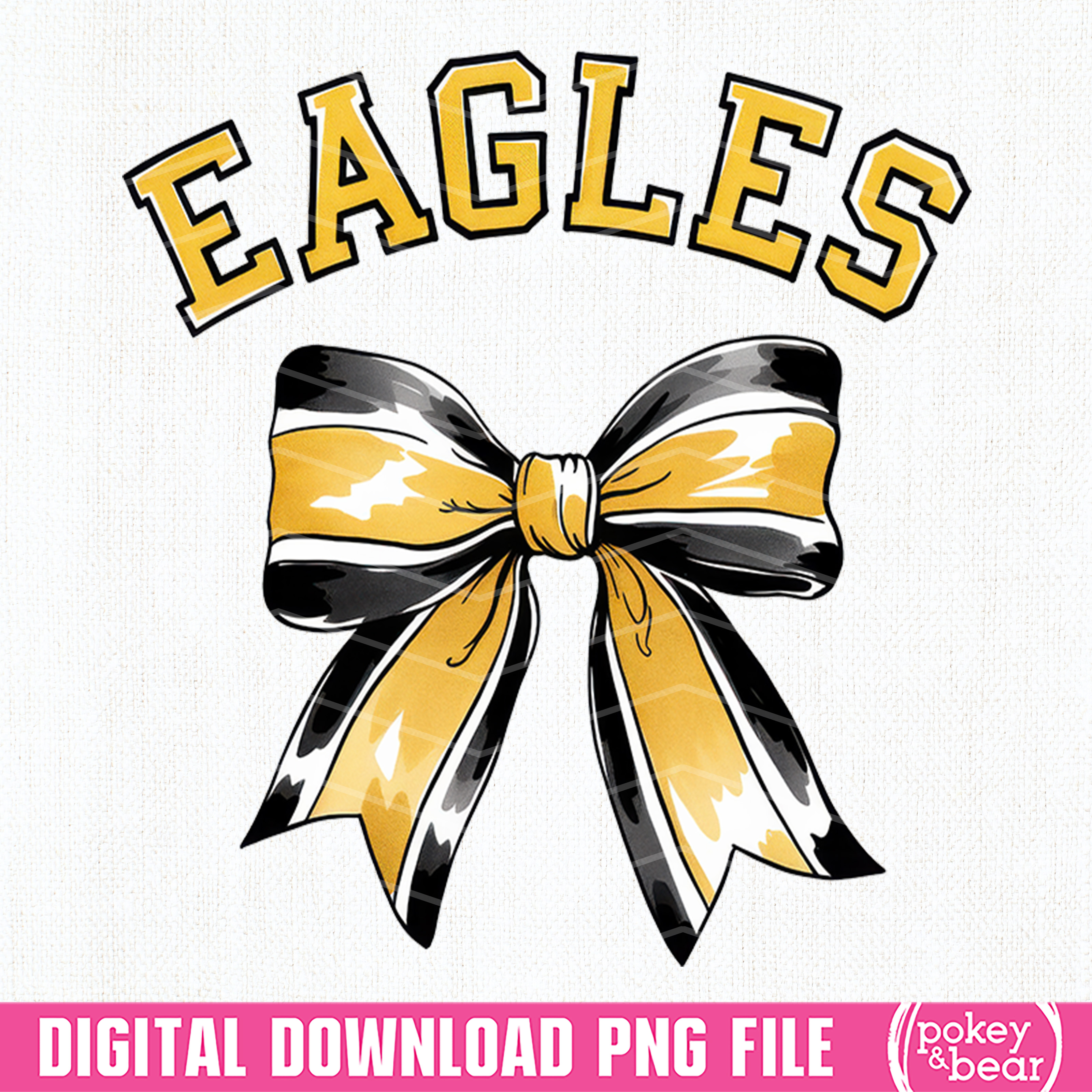 'Eagles' Bold Lettering Adorned with Spirited Bow in Gold and Black ...