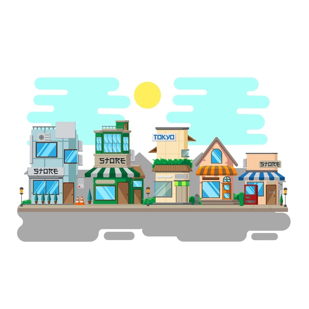 Vibrant Storefronts in a Lively Town Scene | Jiffy Designs