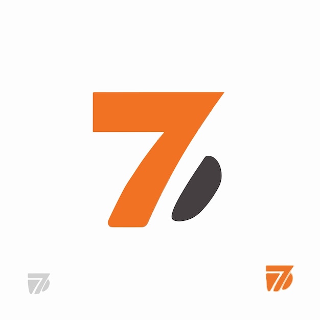 Vibrant Orange and Gray Number 7 Symbol | Jiffy Designs