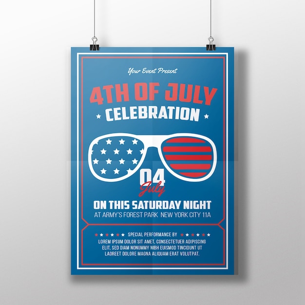 Patriotic 4th of July Celebration Poster with Sunglasses Design | Jiffy ...