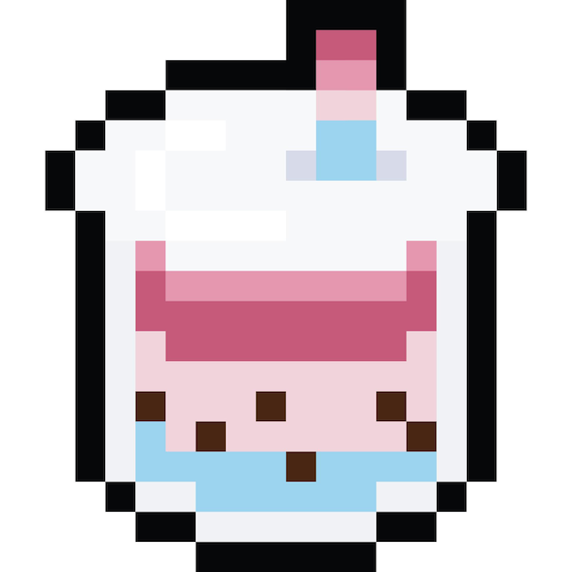 Adorable Pixel Art Cupcake with Cute Facial Features | Jiffy Designs