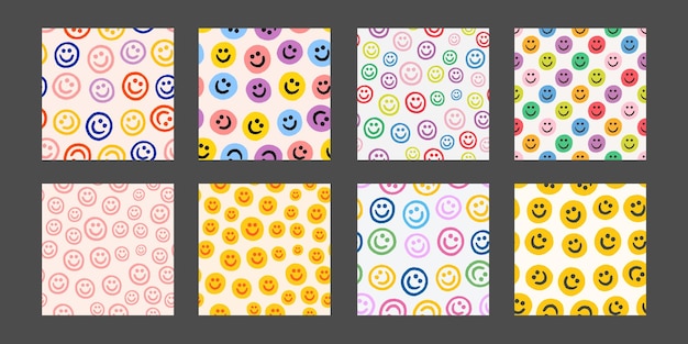 Vibrant Smiley Face Patterns in Cheerful Color Palette | Jiffy Designs