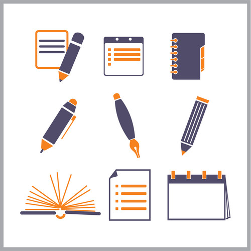 Icons Of Notepads And Pencils - Vector Illustration | Jiffy Designs