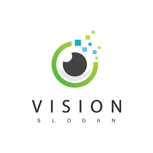 Vibrant Circular Vision Logo with Pixel-Inspired Accents | Jiffy Designs