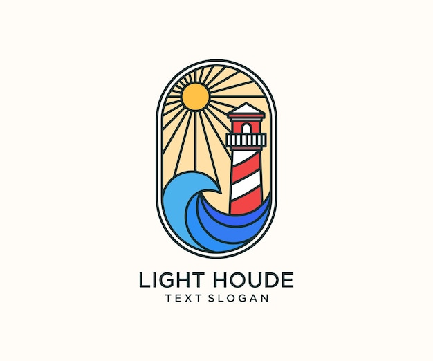 Vibrant Coastal Lighthouse Emblem with Sunburst Design | Jiffy Designs