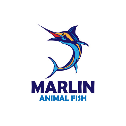Marlin Fish Animal Vector. Blue Marlin Design Vector | Jiffy Designs