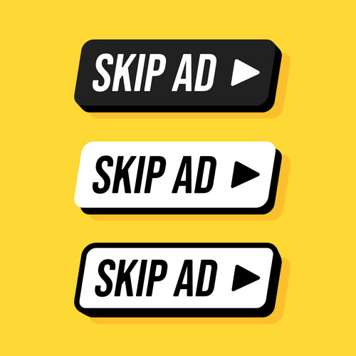 Set Of Rounded Rectangle Skip Ad Button. Vector Flat Illustrations ...