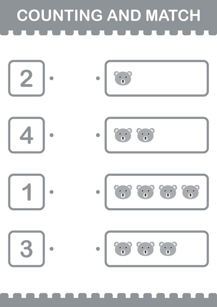 Counting and Matching Koala Bears in Visual Puzzle | Jiffy Designs