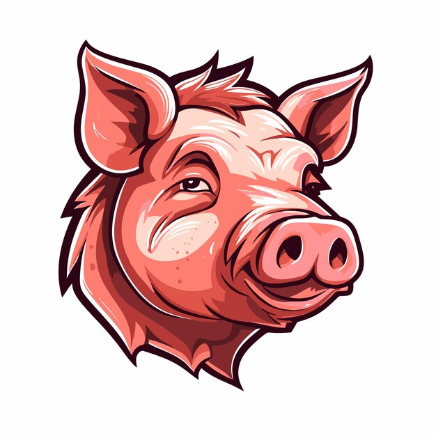 Vibrant Pig Head Illustration with Expressive Features | Jiffy Designs
