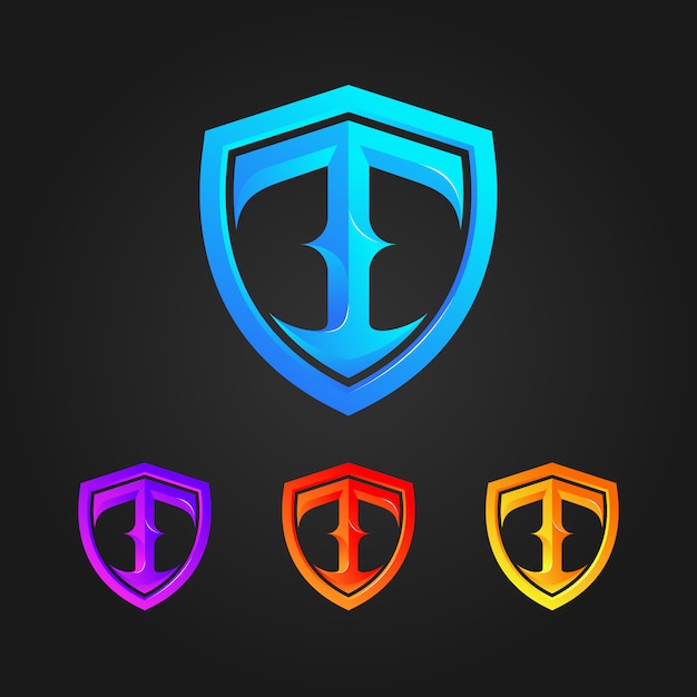 Vibrant Geometric Shields with Striking Sword Silhouettes | Jiffy Designs