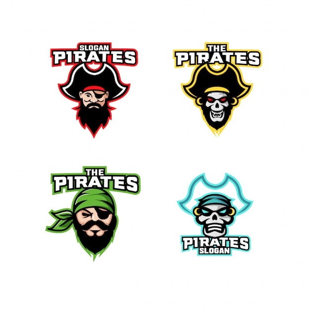 Fierce Pirate Mascot Logos with Skull and Crossbones Emblems | Jiffy ...