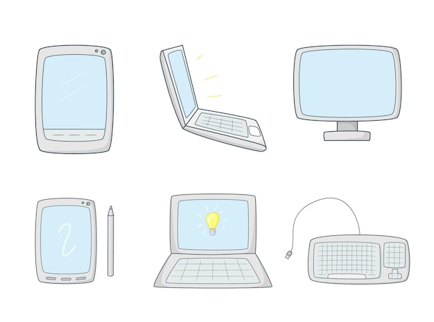 Diverse Collection of Illustrated Computer and Digital Devices | Jiffy ...