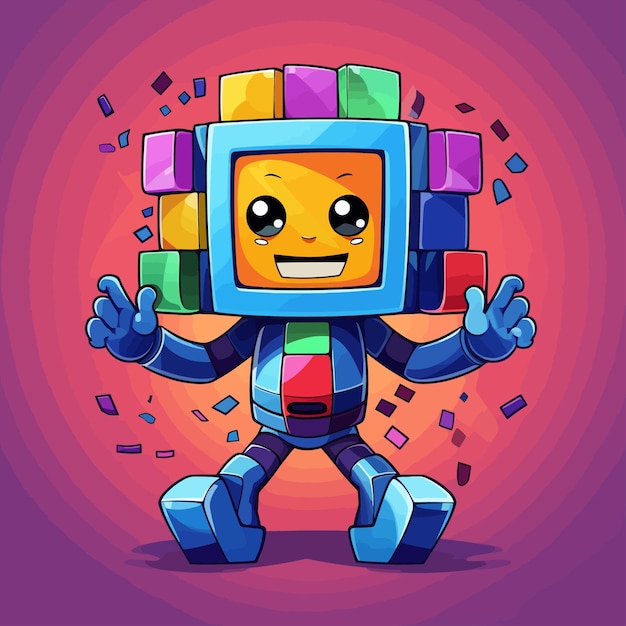 Vibrant and Playful Cube-Shaped Character | Jiffy Designs