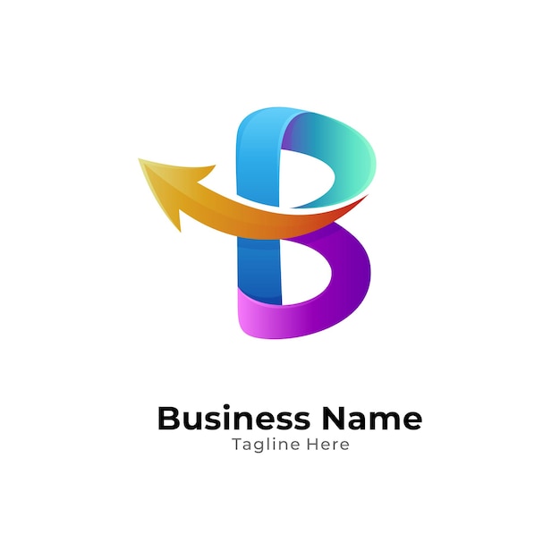 Vibrant Intertwined Letter B with Swooping Arrow Logo | Jiffy Designs