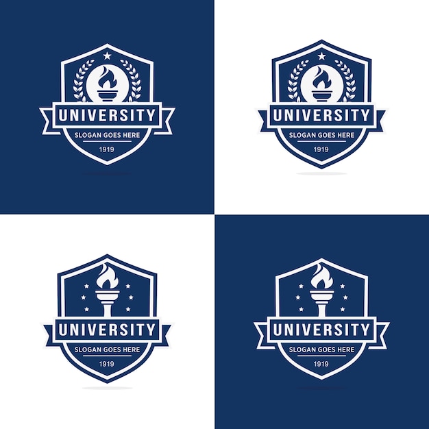 Elegant University Badge Designs with Torch Emblem and Shields | Jiffy ...