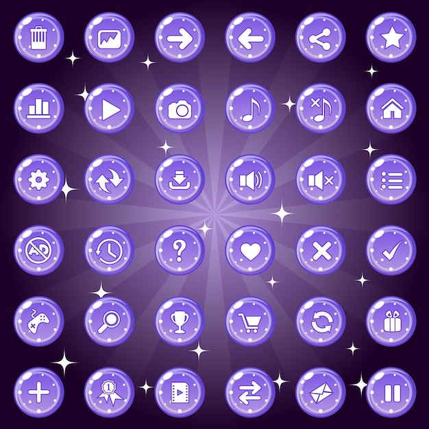 Vibrant Neon Purple Multimedia Icon Collection | Jiffy Designs