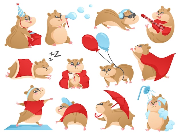 Whimsical Collection of Playful Squirrel Characters in Various Poses ...