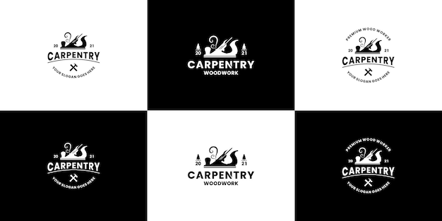 Crafted Woodworking Emblems with Vintage Carpentry Symbols | Jiffy Designs