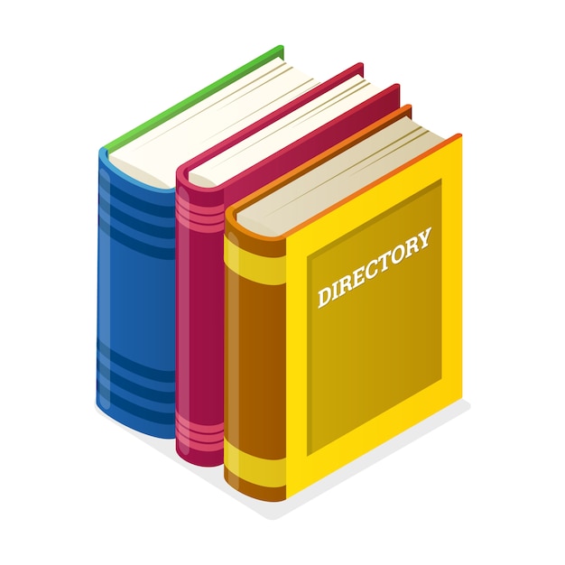 Vibrant Stacked Directory Books in Isometric Design | Jiffy Designs