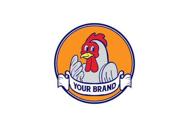 Vibrant Rooster Mascot with Ribbon Branding in Retro Style | Jiffy Designs