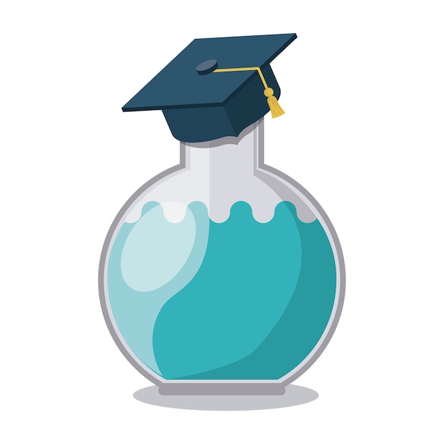 Graduation Cap on Chemical Flask Illustration | Jiffy Designs