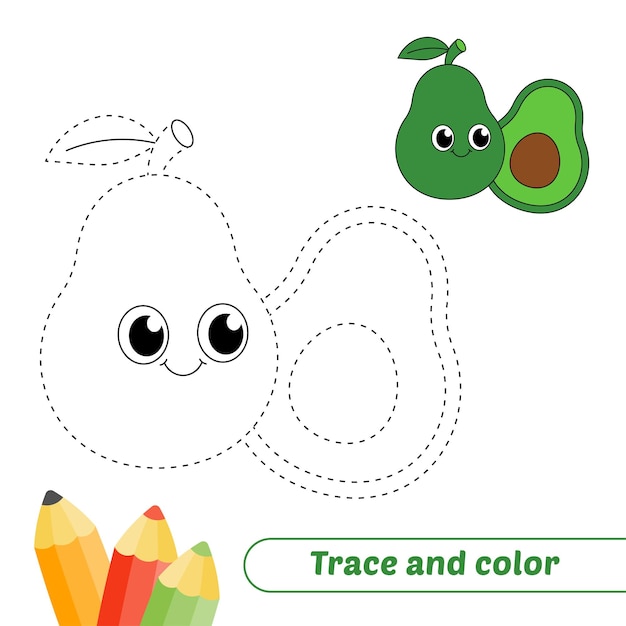 Cheerful Avocado Tracing and Coloring Activity | Jiffy Designs