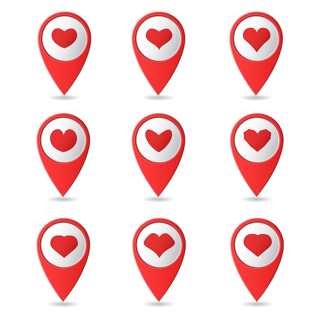 Heart-Shaped Map Markers Showcasing Love and Location | Jiffy Designs