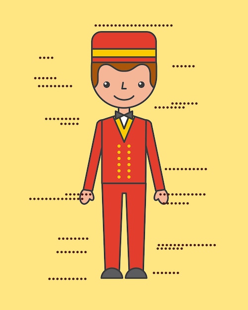Charming Bellhop in Red Uniform Welcomes Guests | Jiffy Designs