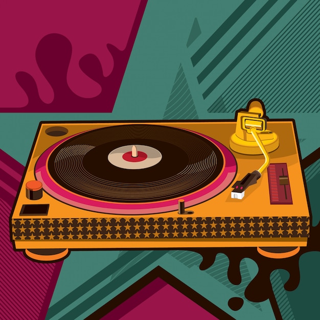 Retro Vinyl Turntable with Vibrant Abstract Backdrop | Jiffy Designs