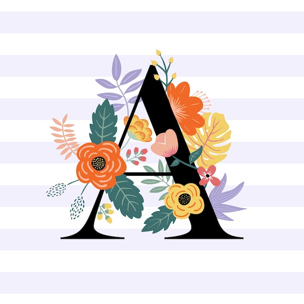Floral Arrangement Forming a Stylized Letter A Illustration | Jiffy Designs