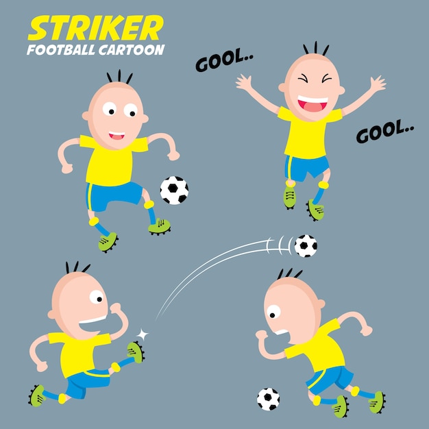 Vibrant Football Cartoon Characters in Playful Poses | Jiffy Designs