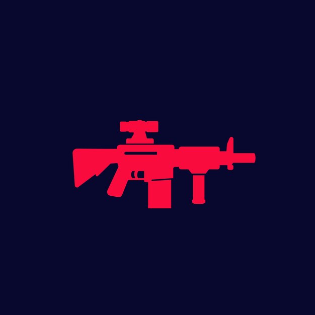 Striking Red Assault Rifle Silhouette on Dark Background | Jiffy Designs