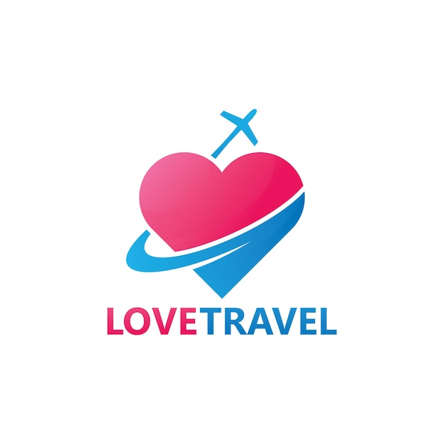Vibrant Heart-Shaped Travel Logo with Airplane Silhouette | Jiffy Designs
