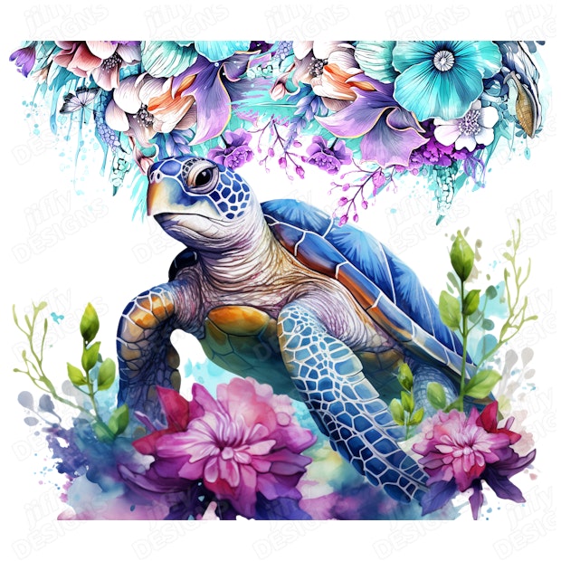 Neon Tropical Sea Turtle 20 oz Skinny Tumbler Sublimation Design ...