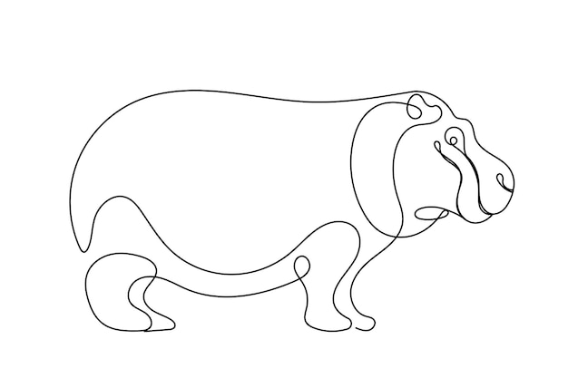 Whimsical Hippo Sketch with Flowing Contours and Minimalist Style ...