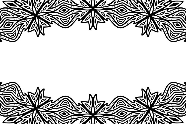 Striking Monochrome Floral Border with Intricate Geometric Patterns ...