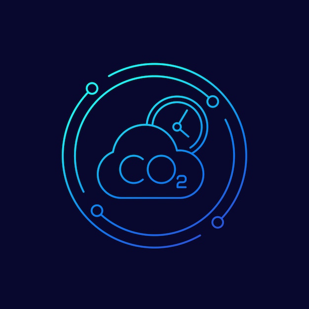 Minimalist Carbon Dioxide Icon in Neon Blue | Jiffy Designs