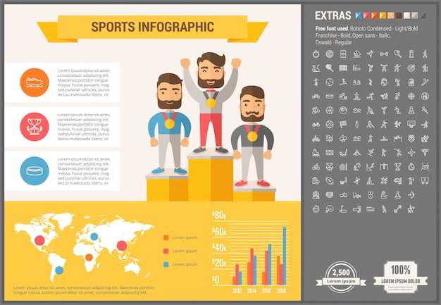 Vibrant Sports Infographic with Diverse Athletes on Podium | Jiffy Designs
