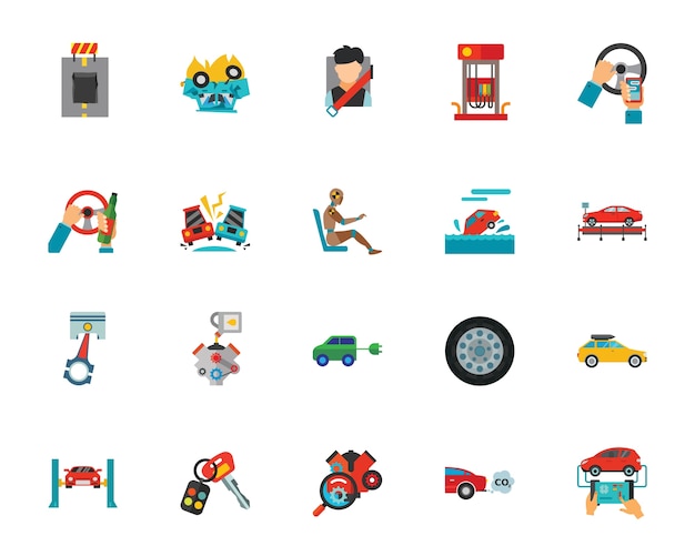 Vibrant Cartoon Icons Collection: Cars, Characters, and Daily Objects ...