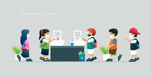 Children learning proper handwashing techniques to prevent COVID-19 ...