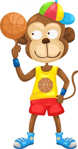 Cheerful Monkey Basketball Player in Colorful Outfit | Jiffy Designs