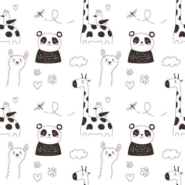 Adorable Panda and Bunny Illustrations with Playful Patterns | Jiffy ...