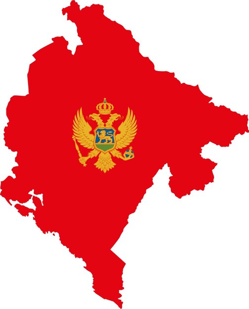 Vibrant Red Montenegro Map with Iconic National Emblem | Jiffy Designs