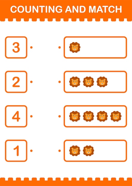 Charming Lion Counting and Matching Game | Jiffy Designs