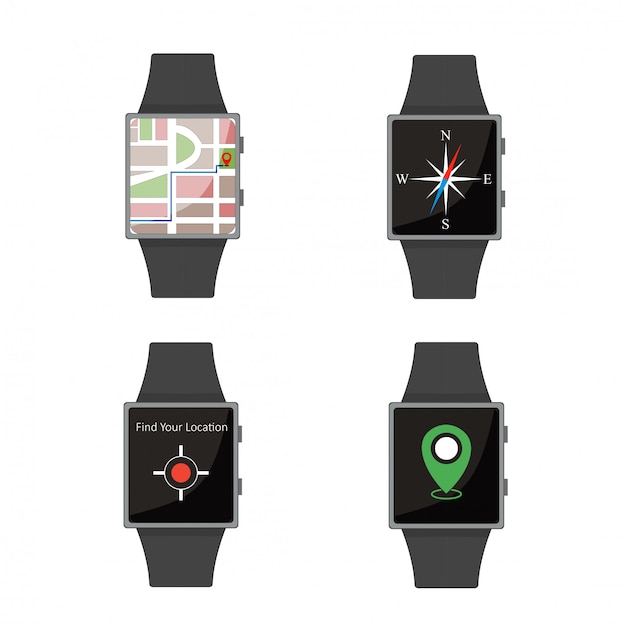 Stylish Smartwatch Faces with Geometric Patterns and Navigation Icons ...