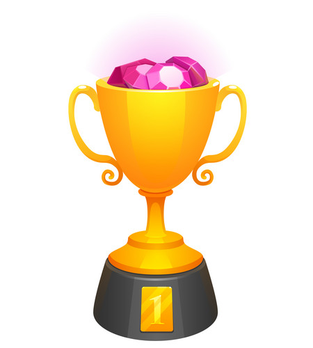 Gold Cup Trophy Award With Diamonds And Base. Prize For The First Place ...